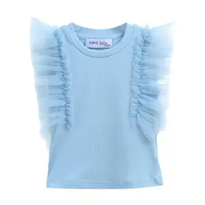 MIMI TUTU Tulle Frill T-shirt - Blue