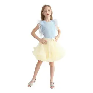 MIMI TUTU Tulle Frill T-shirt - Blue