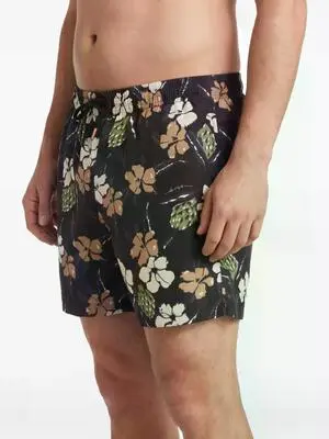 BOSS Floral-print Swim Shorts - Black