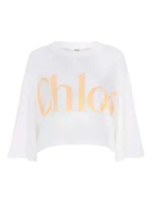 Chloé Cropped Cotton T-shirt - White