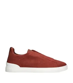 Zegna Triple Stitch Cotton-linen Sneakers - Red