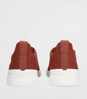 Zegna Triple Stitch Cotton-linen Sneakers - Red