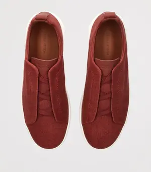 Zegna Triple Stitch Cotton-linen Sneakers - Red