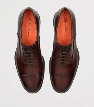 Santoni Leather Oxford Shoes - Brown