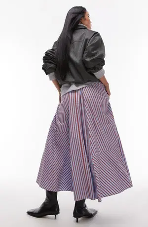 Topshop Multidirectional Stripe Full Maxi Skirt