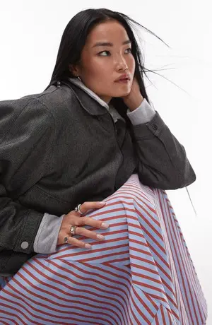 Topshop Multidirectional Stripe Full Maxi Skirt