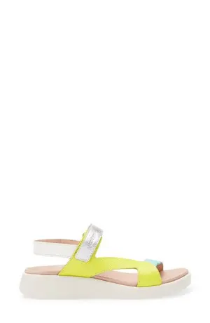 WONDERS Colorblock Leather Sandal - Cyber/ Sea/ Platinum