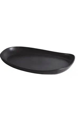 GHARYAN STONEWARE Mini Long Stoneware Serving Platters | Dadasi - Black - Large
