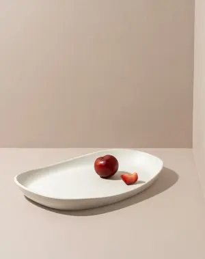 GHARYAN STONEWARE Mini Long Stoneware Serving Platters | Dadasi - White - Small