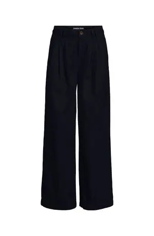 LANDS' END Lightweight Denim Mid Rise Pleated Slouchy Jeans - Deep Rinse