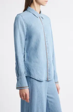 Kobi Halperin Chain Trim Denim Shirt