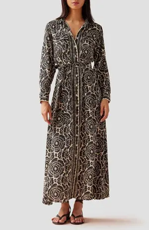 Omika Palma Maxi Shirt Dress - Carmen Graphite