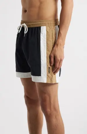 BOSS Remy Colorblock Swim Trunks