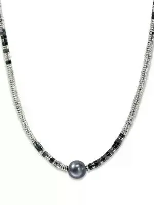 John Hardy Sterling- Heishi Onyx And Pearl Necklace - Silver