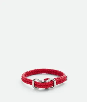 BOTTEGA  VENETA Bottega Veneta Braided Leather Bracelet - Redstone