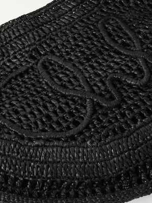 Chloé Leather-trimmed Embroidered Raffia Tote - Black