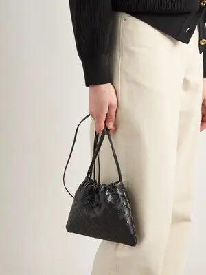 Bottega Veneta Mini Intrecciato Leather Pouch - Black
