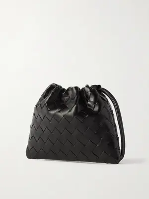 Bottega Veneta Mini Intrecciato Leather Pouch - Black