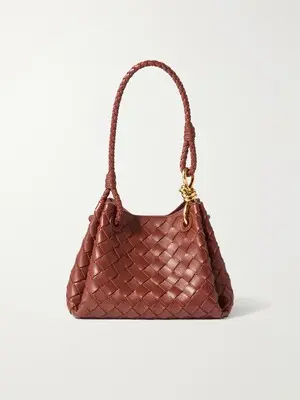 Bottega Veneta Bottega Veneta Parachute Small Intrecciato Leather Shoulder Bag Red