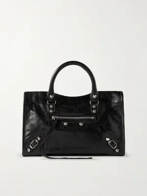 Balenciaga Le City Small Embellished Textured-leather Tote - Black