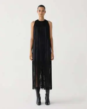 Veronica De Piante Celeste Fringe Dress - Black