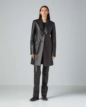 Veronica De Piante Stephanie Nappa Leather Coat - Black