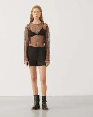Veronica De Piante Isabel Lace Tee - Black