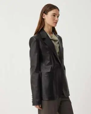 Veronica De Piante Faye Nappa Leather Jacket - Black