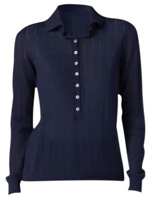 Veronica De Piante Luna Cashmere Polo Neck Sweater - Navy