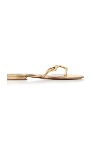GIANVITO ROSSI Metallic Nappa Leather Flat Sandals