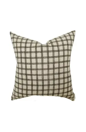 LINEN & JAMES Beck Blue Brown Plaid Pillow Cover - Natural