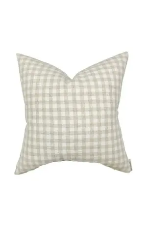 LINEN & JAMES Roe Ivory Tan Gingham Pillow Cover - Cream