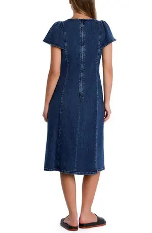 WASH LAB DENIM Flutter Sleeve Midi Dress