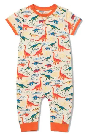 HATLEY Dino Print Cotton Romper - White Smoke