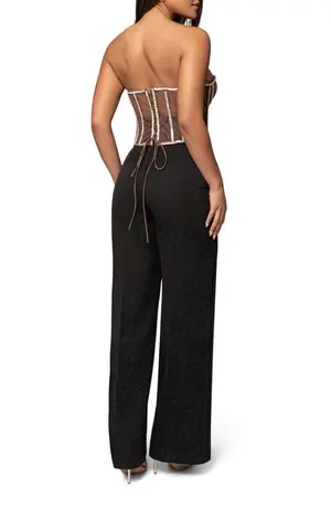 JLUXLABEL Rhinestone Corset Top - Brown