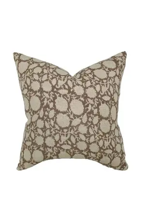LINEN & JAMES Madison Floral Handblock Pillow Cover - Dark Rose