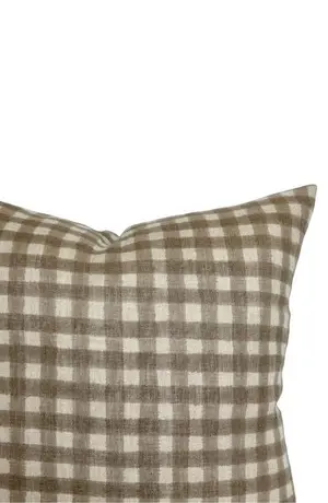 LINEN & JAMES Evan Soft Brown Gingham Handblock Pillow Cover