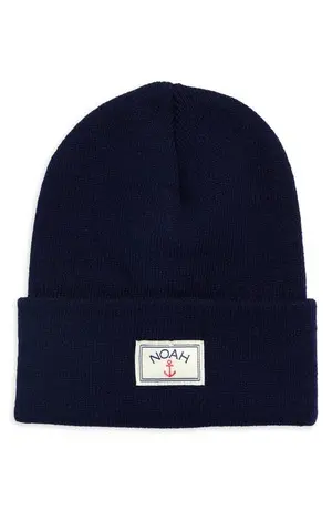 NOAH Anchor Logo Beanie - Navy