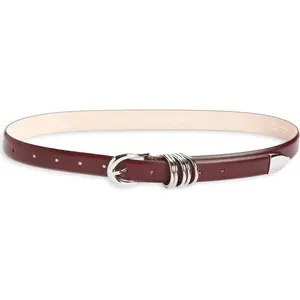 DEHANCHE Hollyhock Leather Belt - Bordeaux/ Silver