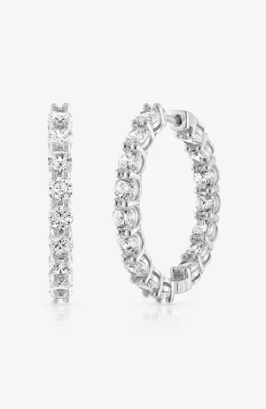 Ben Oni Inside Out Cz Hoop Earrings - Silver