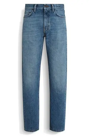 Zegna Slim Straight-leg Jeans - Navy Solid