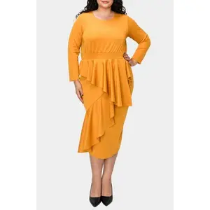 L I V D Alexandra Ruffle Body-con Dress - Mustard
