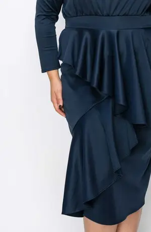 L I V D Alexandra Ruffle Body-con Dress - Navy