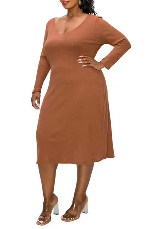 L I V D Scoop Neck Ribbed Midi Dress