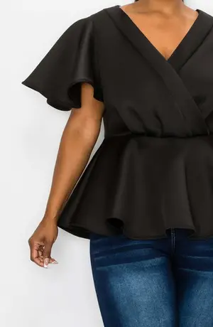 L I V D Siobhan Flutter Sleeve Peplum Top