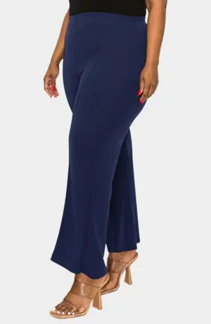 L I V D Blake Pintuck Pleat Wide Leg Pants - Navy
