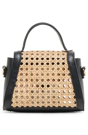 Dolce Vita Tropez Wicker Top Handle Bag - Black