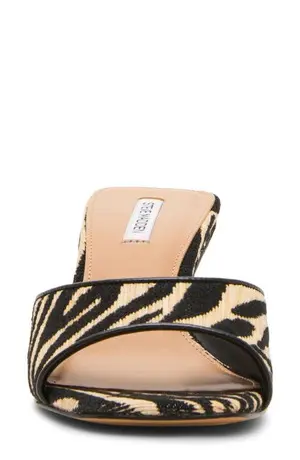 Steve Madden Seleste Wedge Slide Sandal - Zebra Raffia