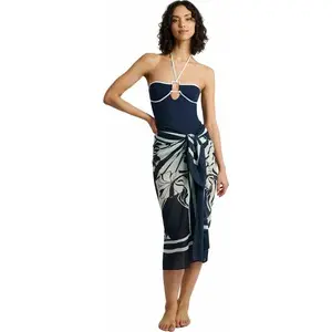 Onia Cotton Chiffon Pareo - Deep Navy/egret