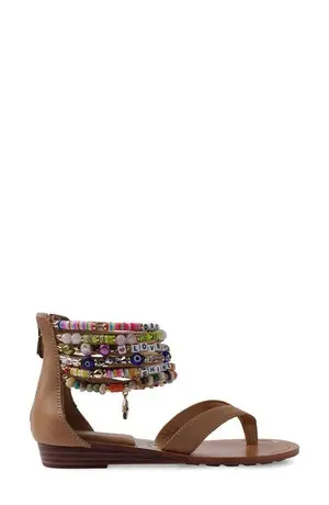 ZIGI Farina Beaded Ankle Cuff Sandal - Tan Multi